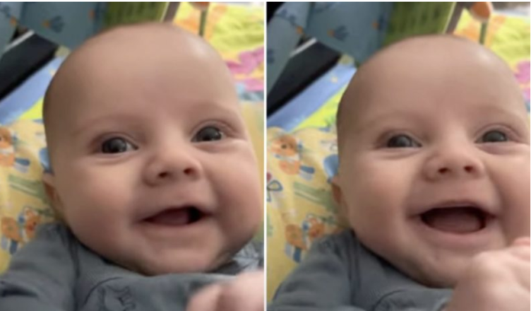 «Adorable bebé de 3 meses derrite corazones jugando y sonriendo con ...